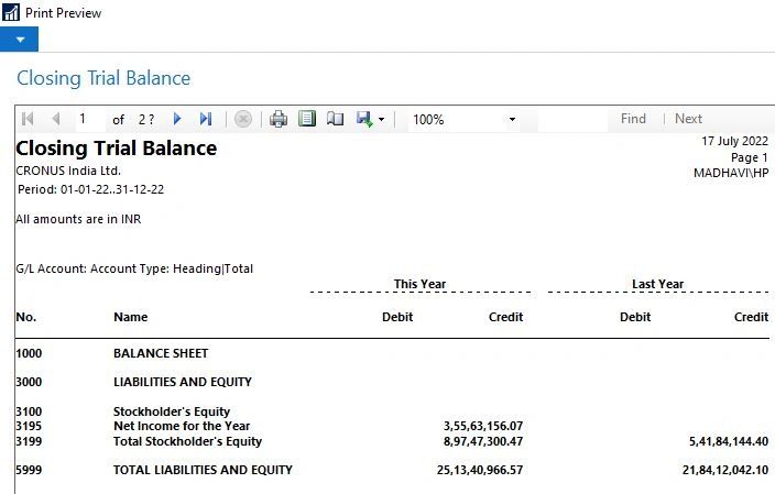 Analysis on Multiple Format of "Trial Balance"(TB) Report[NAV|BC]